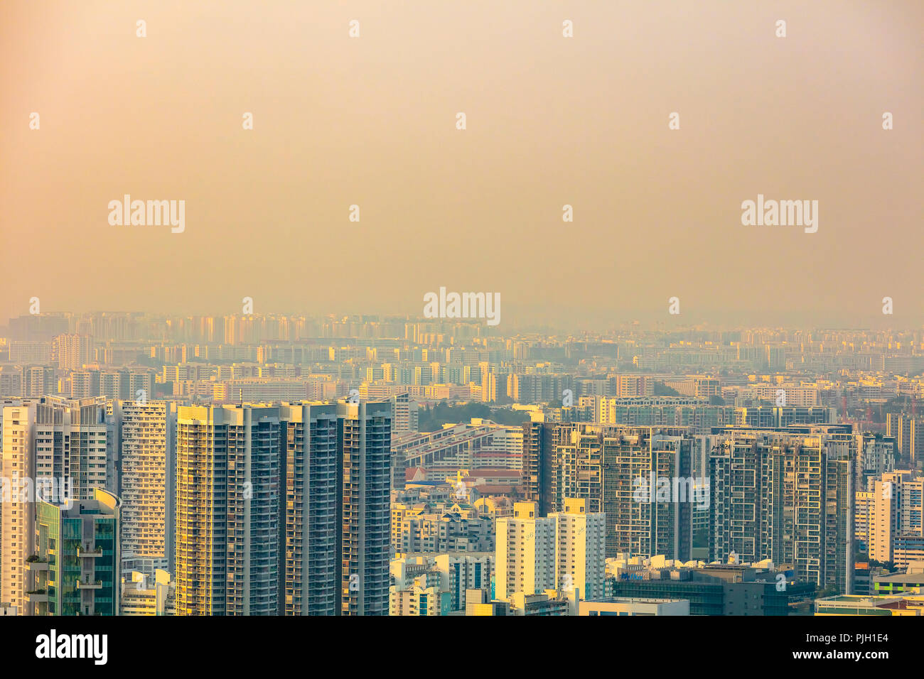Singapore urban downtown high density buildings skyline silhouette in ...