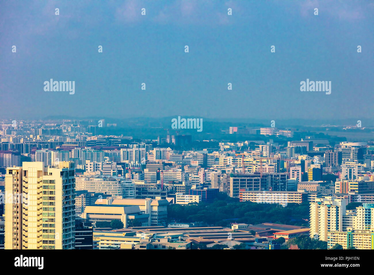 Singapore urban downtown high density buildings skyline silhouette in ...
