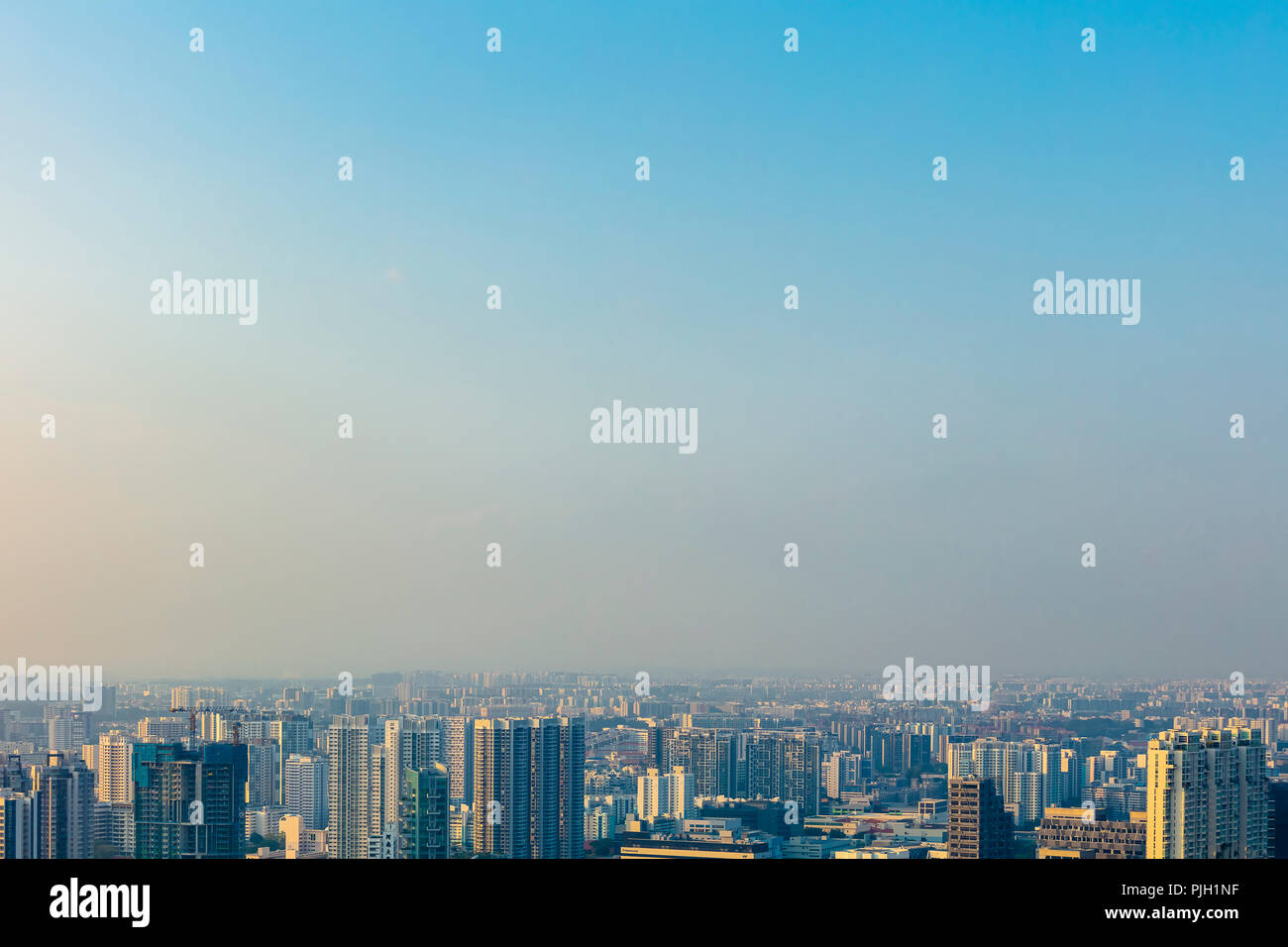 Singapore urban downtown high density buildings skyline silhouette in ...