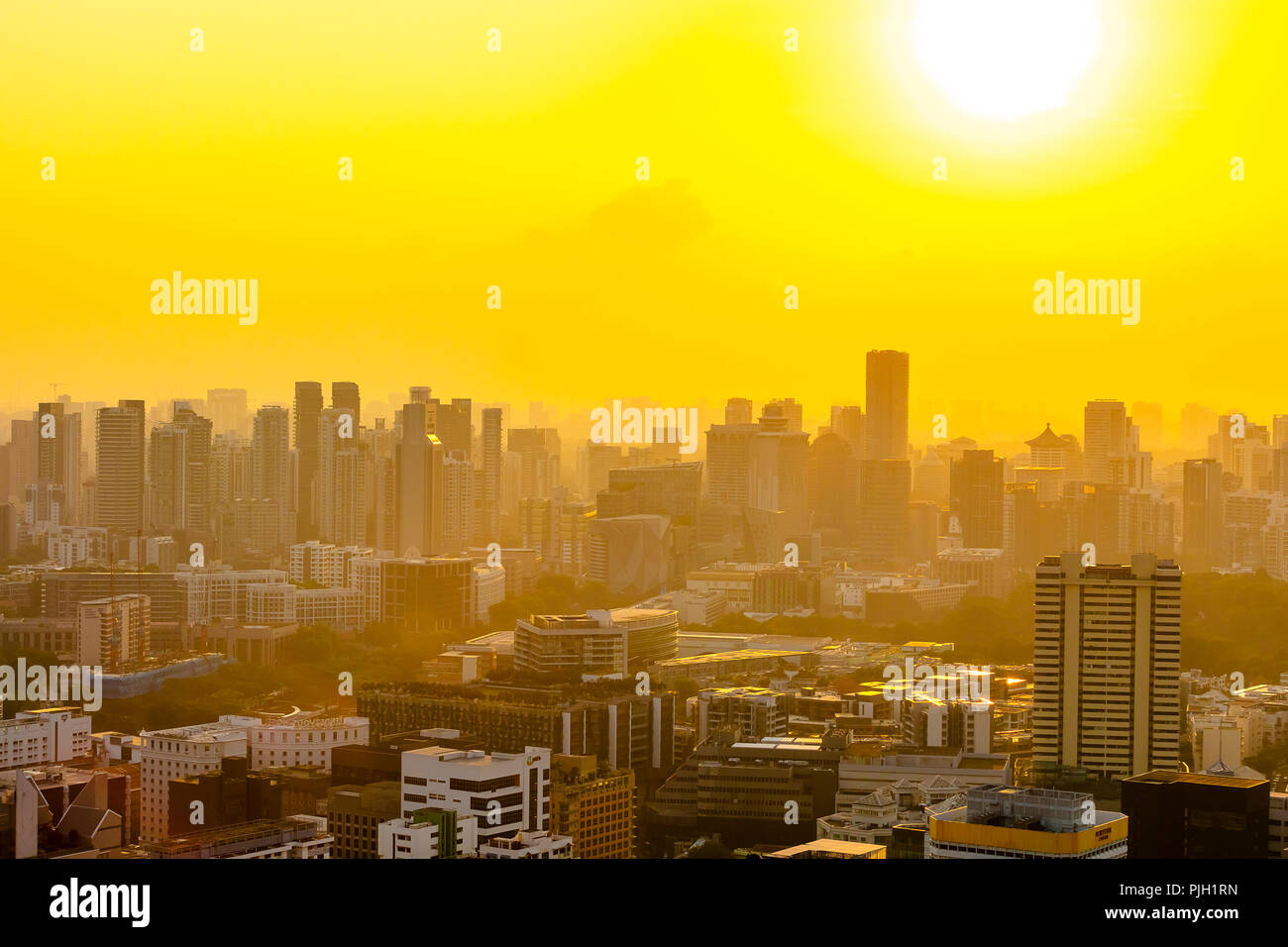 Singapore urban downtown high density buildings skyline silhouette in ...