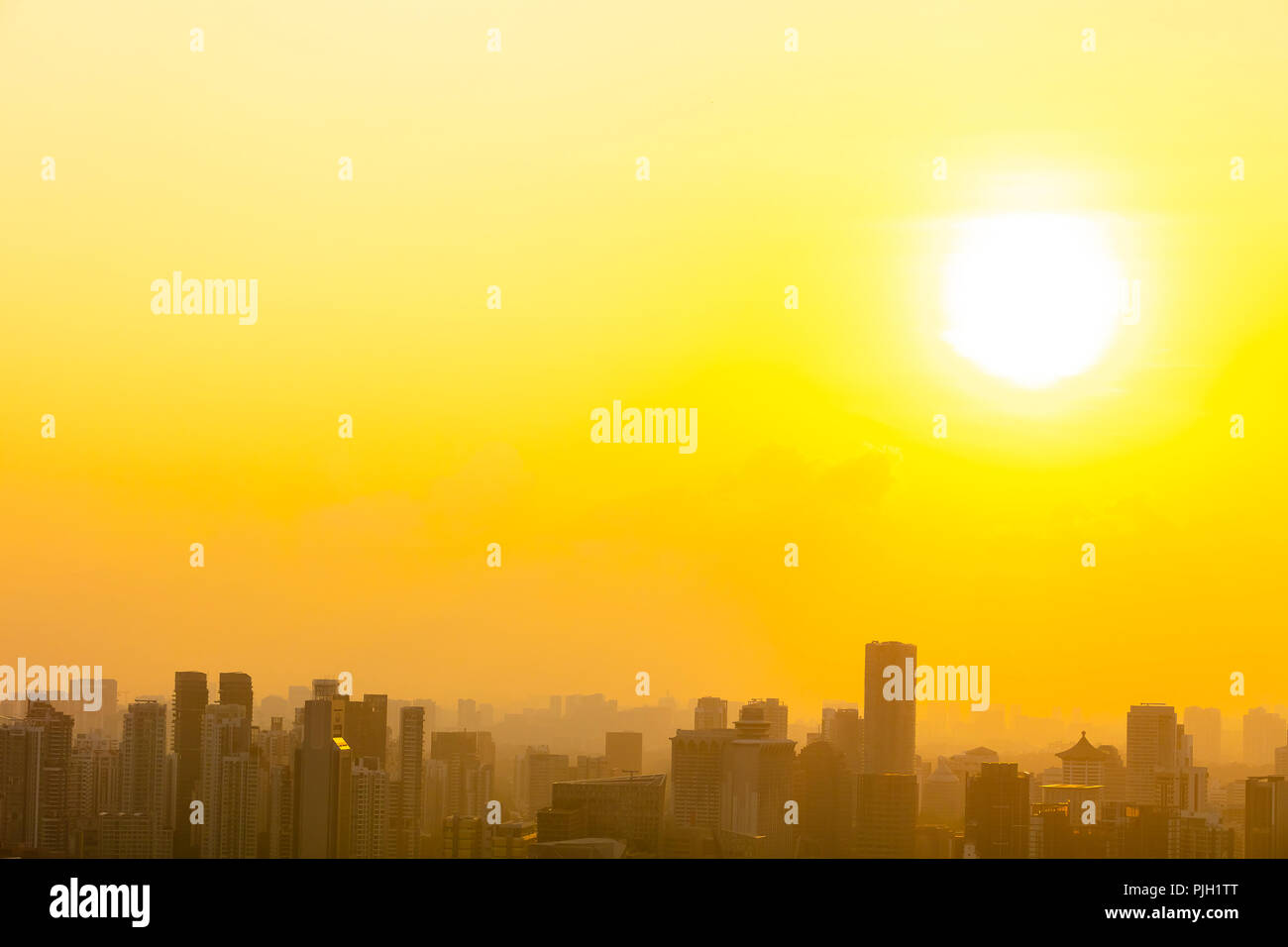 Singapore urban downtown high density buildings skyline silhouette in ...