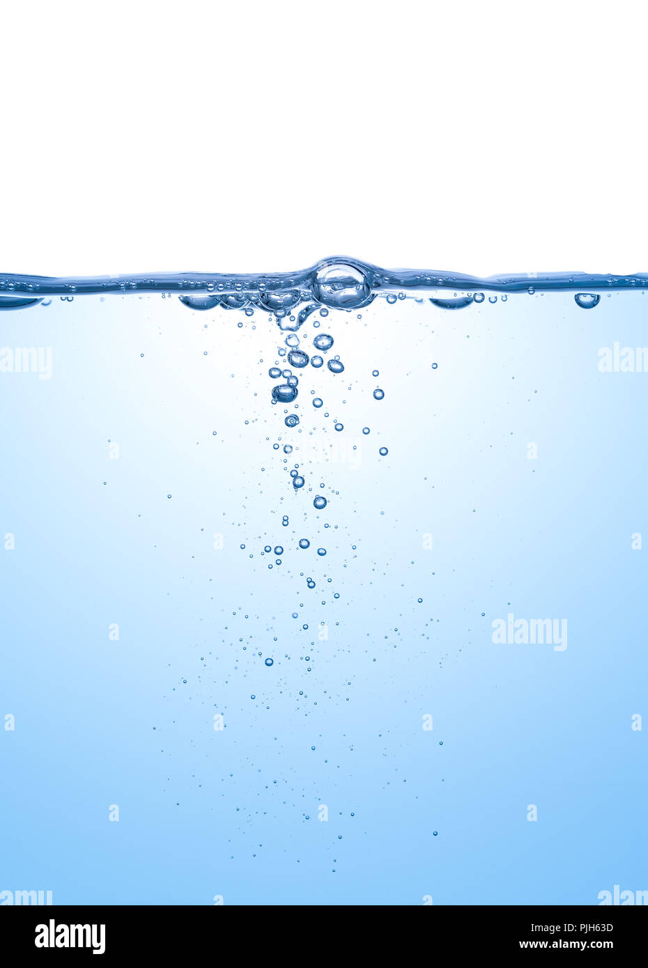 plashing water with underwater bubbles isolated on white background ...