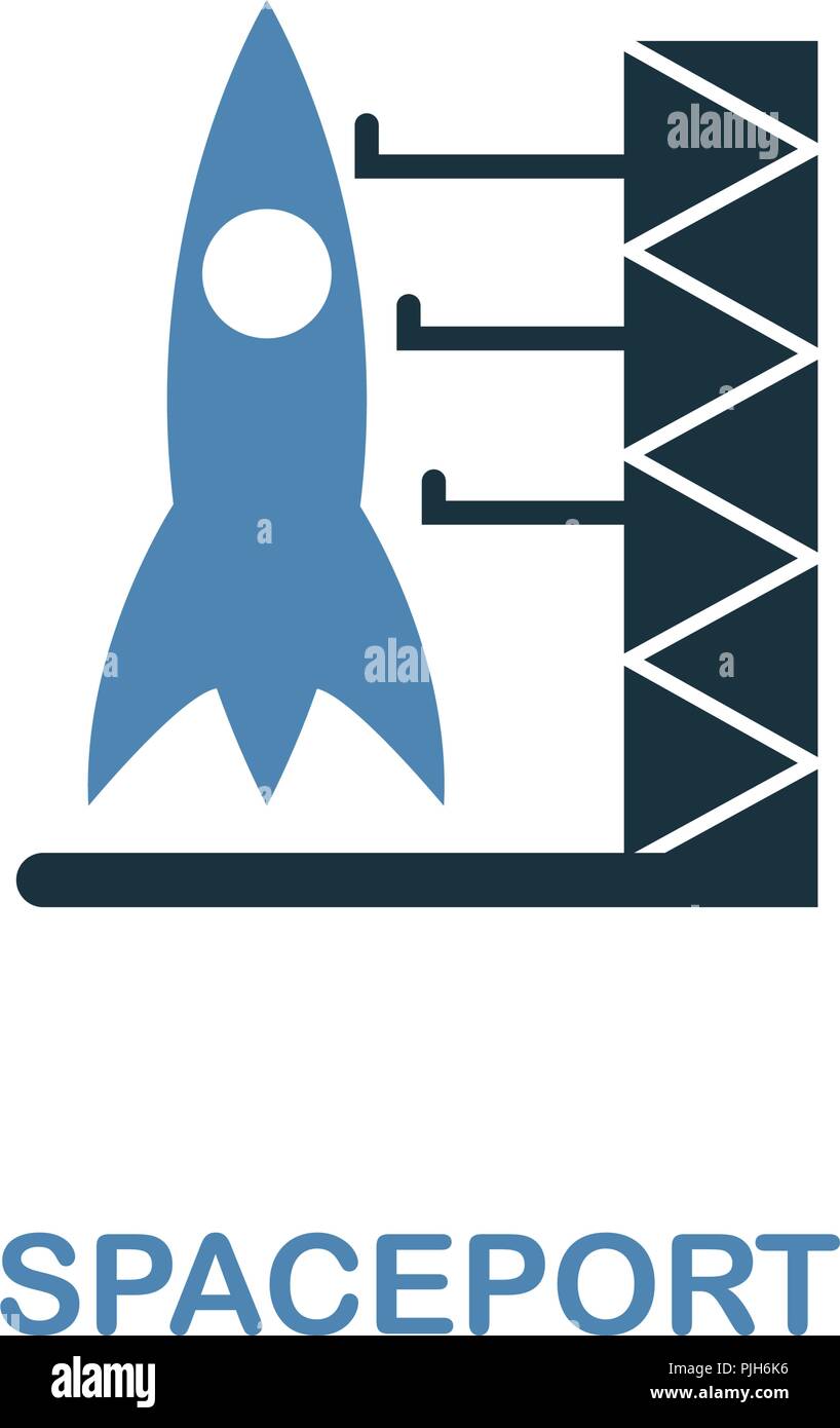 Spaceport icon in 2 color design. Pixel perfect simple pictogram ...