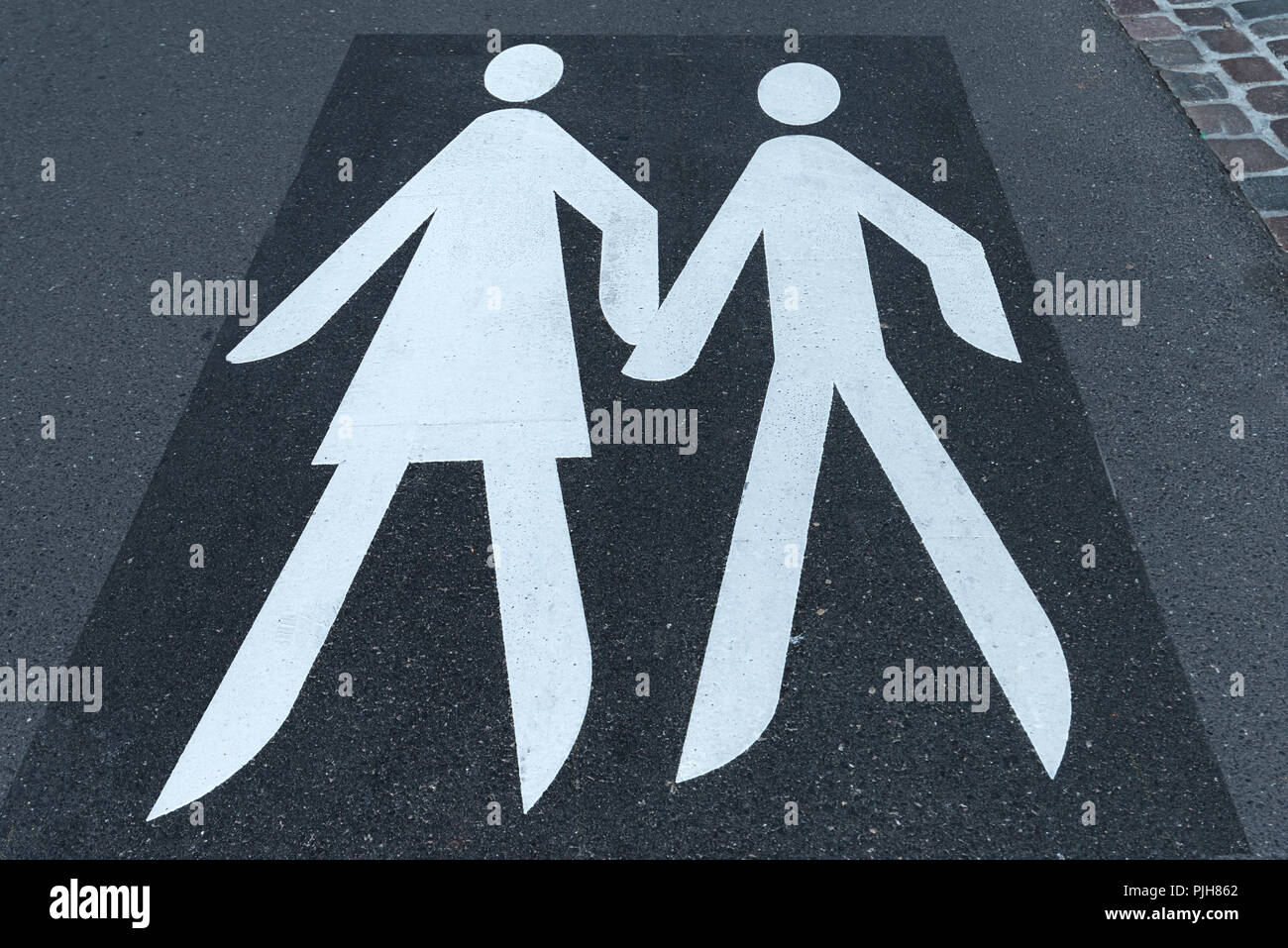 Pedestrian sign on a street, Germany Stock Photo - Alamy