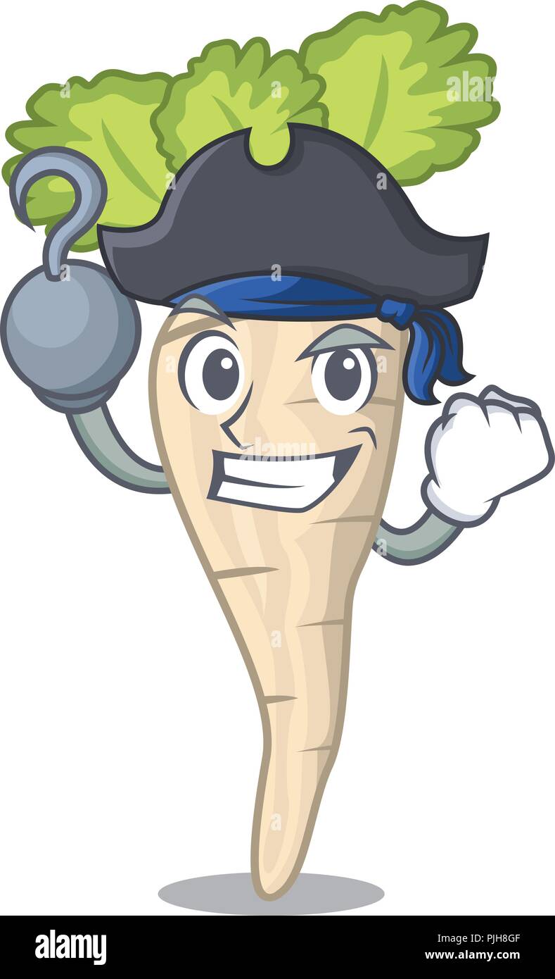 Pirate character parsnip root with leaf cartoon Stock Vector Image ...