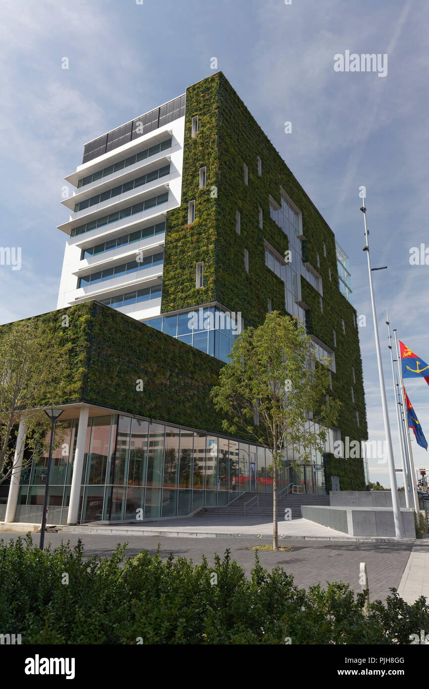 Public building with planted facade, ecological construction, New Town ...