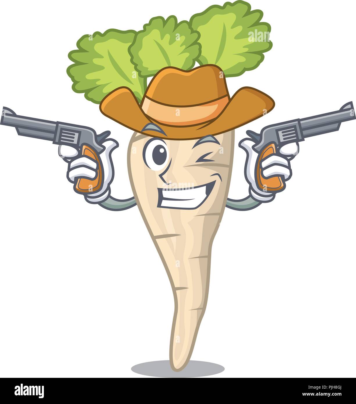 Cowboy character parsnip root with leaf cartoon Stock Vector Image ...