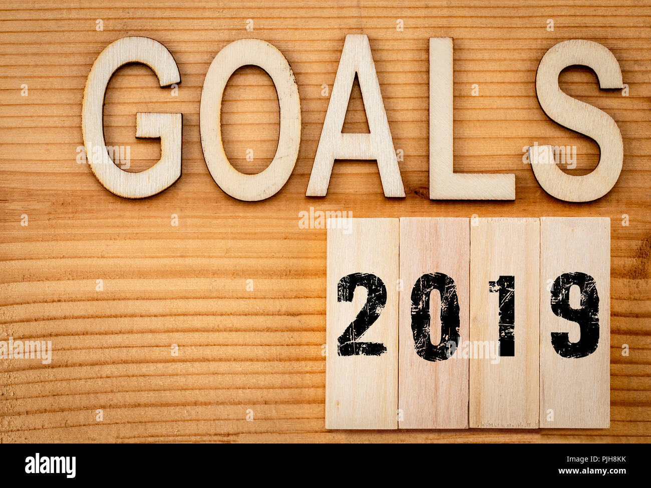 2019 goals banner - New Year resolution concept - text in vintage ...