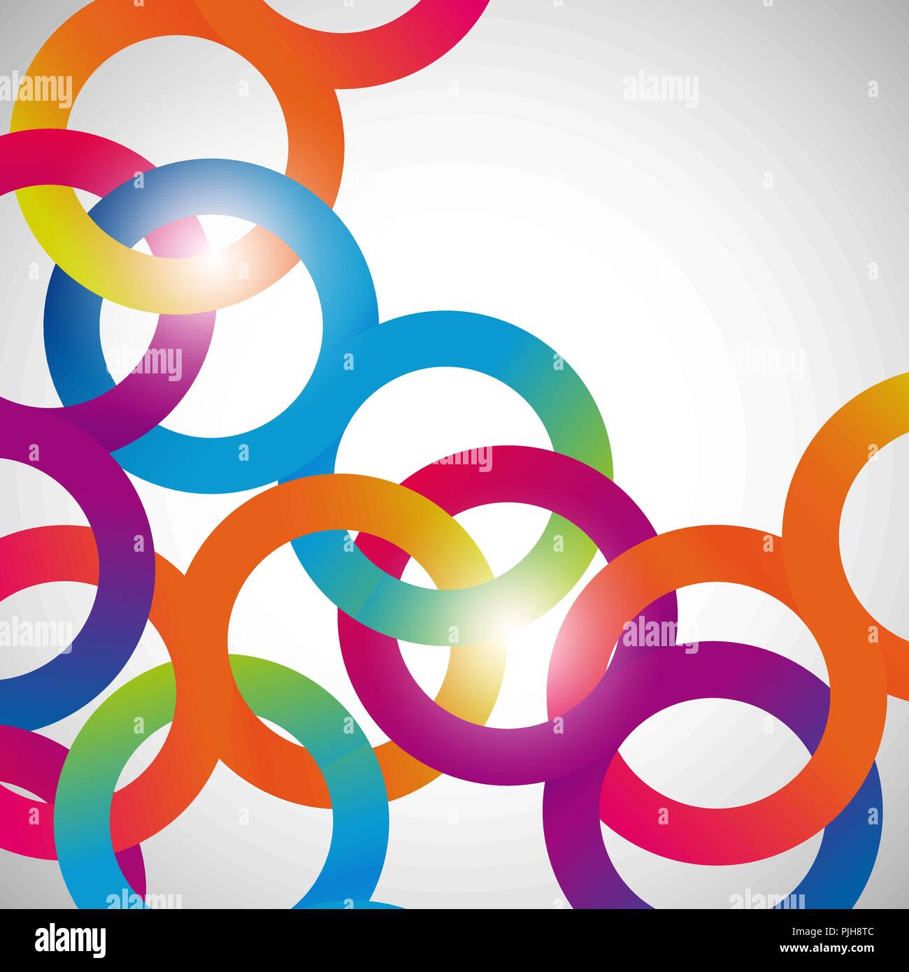 Rainbow loops chain, vector abstract background, design shape Stock ...