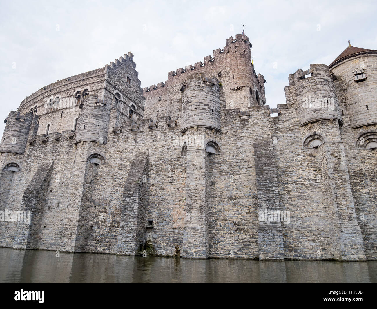 Afternoon view of the famous Gravensteen Castle at Ghent, Belgium Stock ...