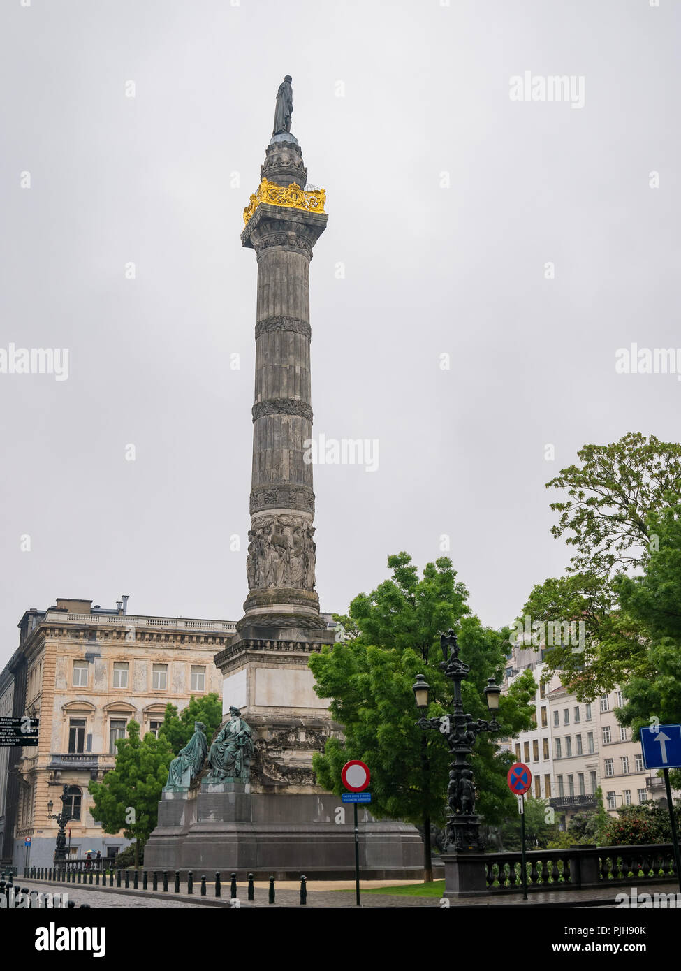 Cloudy view of the historical Congress Column at Brussels, Belgium ...