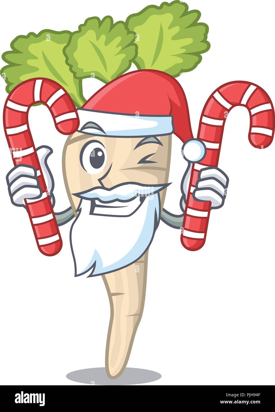 Santa with candy fresh organic parsnip vegetable cartoon style Stock ...