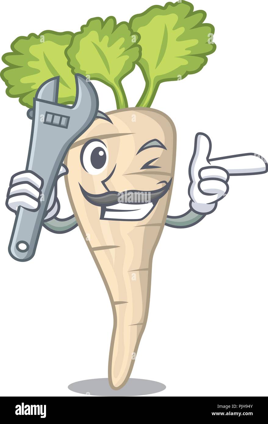Mechanic fresh organic parsnip vegetable cartoon style Stock Vector ...