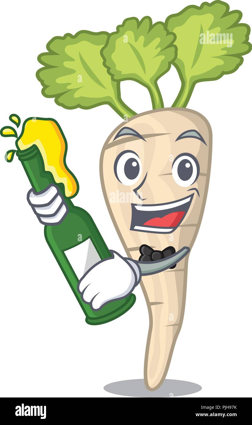 With beer fresh organic parsnip vegetable cartoon style Stock Vector ...