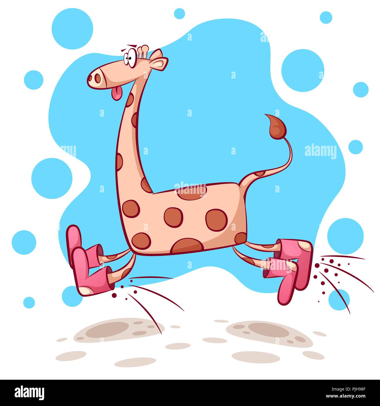Funny, cute, crazy giraffe jump on the white background Stock Vector ...