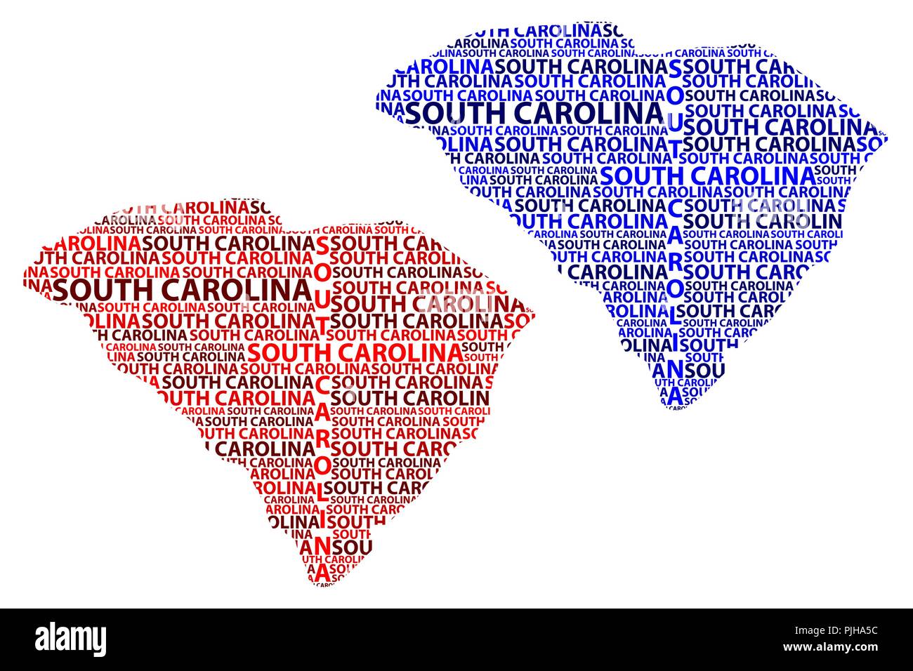 Sketch South Carolina (United States of America) letter text map, South ...