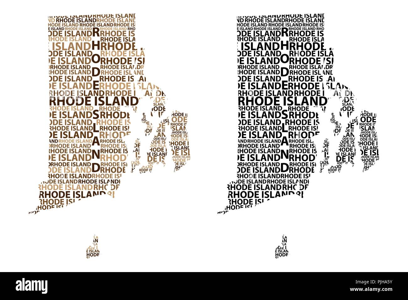 Sketch Rhode Island (United States of America) letter text map, Rhode ...