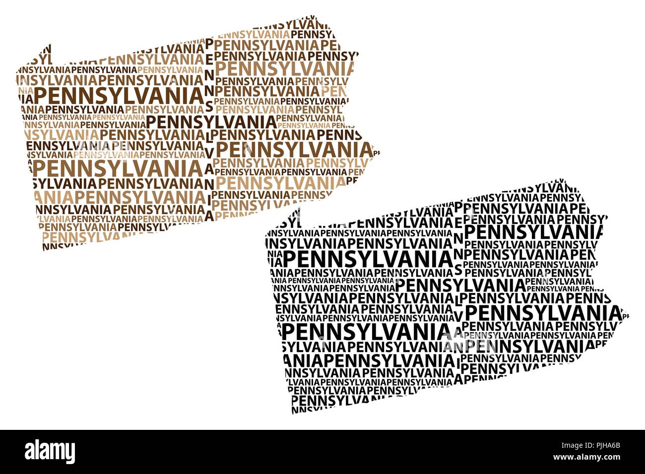 Sketch Pennsylvania (United States of America) letter text map ...