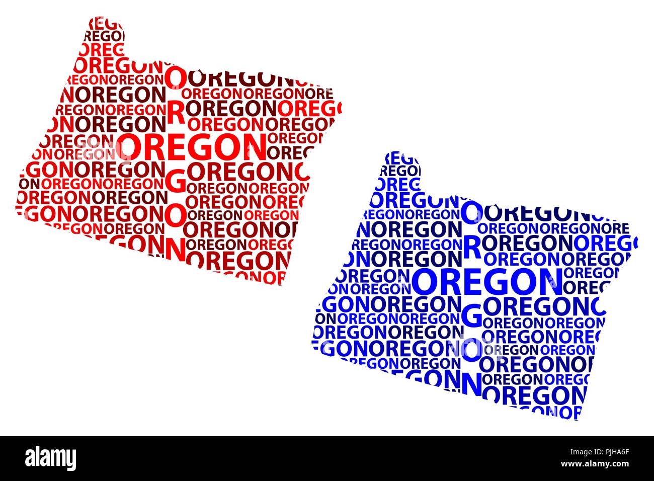 Sketch Oregon (United States of America) letter text map, Oregon map ...