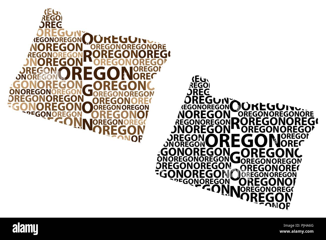Sketch Oregon (United States of America) letter text map, Oregon map ...
