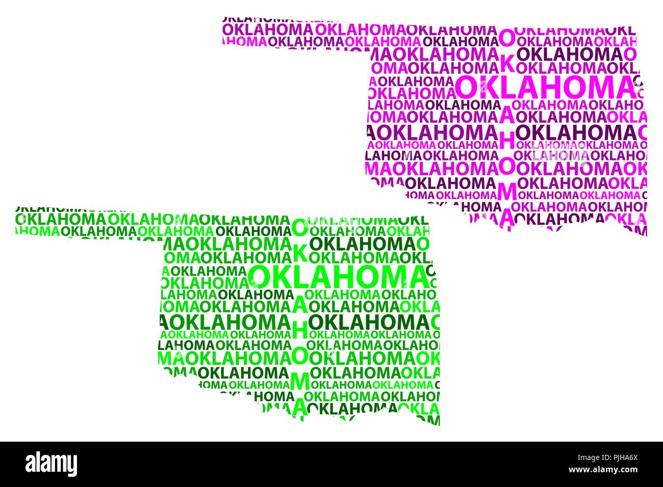 Sketch Oklahoma (United States of America) letter text map, Oklahoma ...