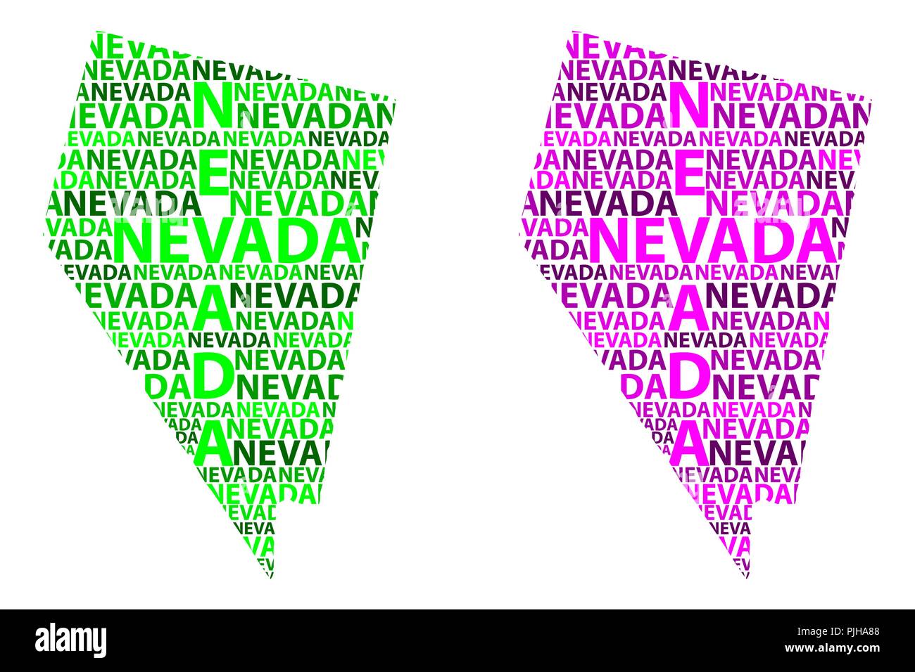 Sketch Nevada (United States of America) letter text map, Nevada map ...