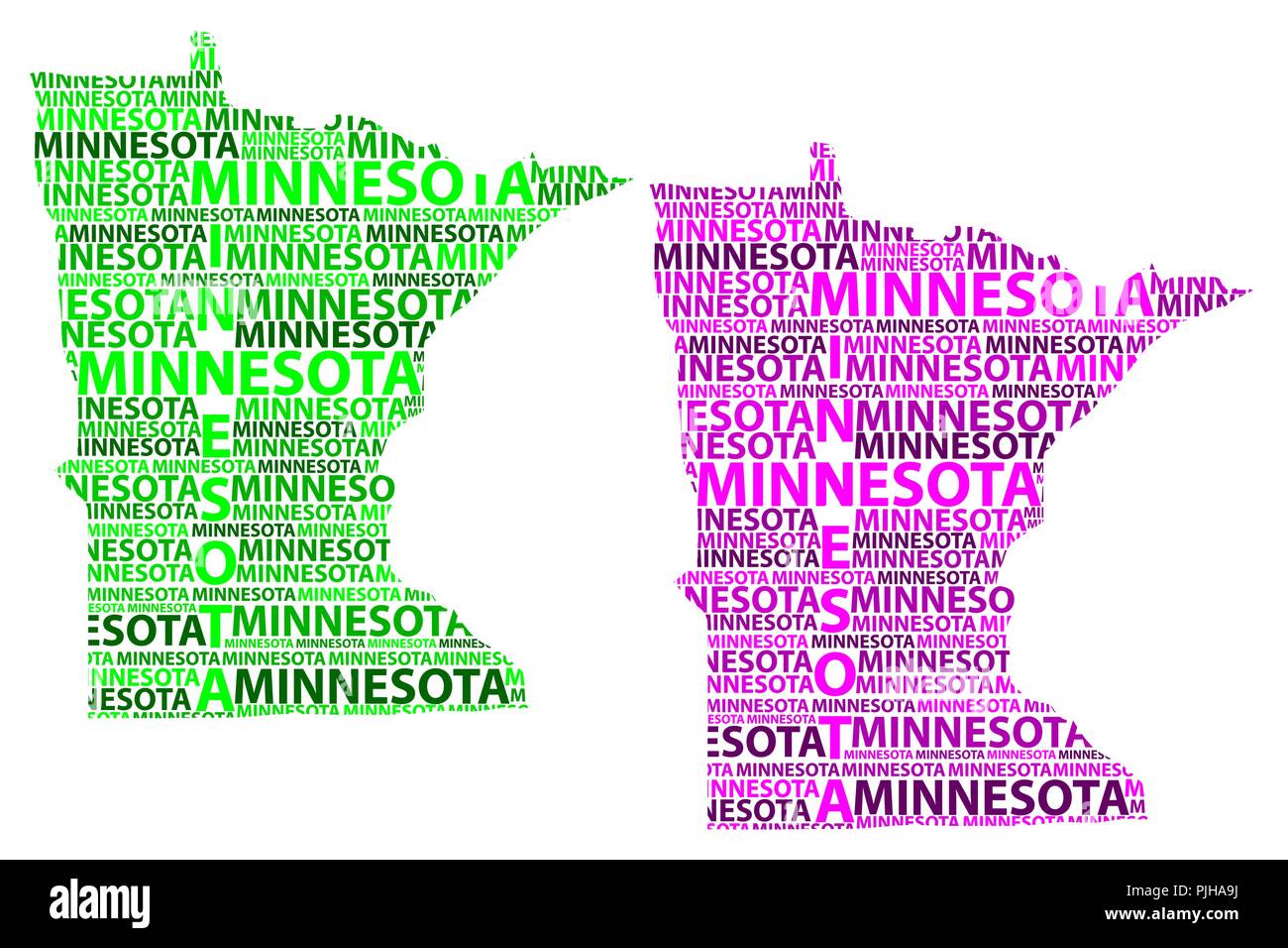 Sketch Minnesota (United States of America) letter text map, Minnesota ...