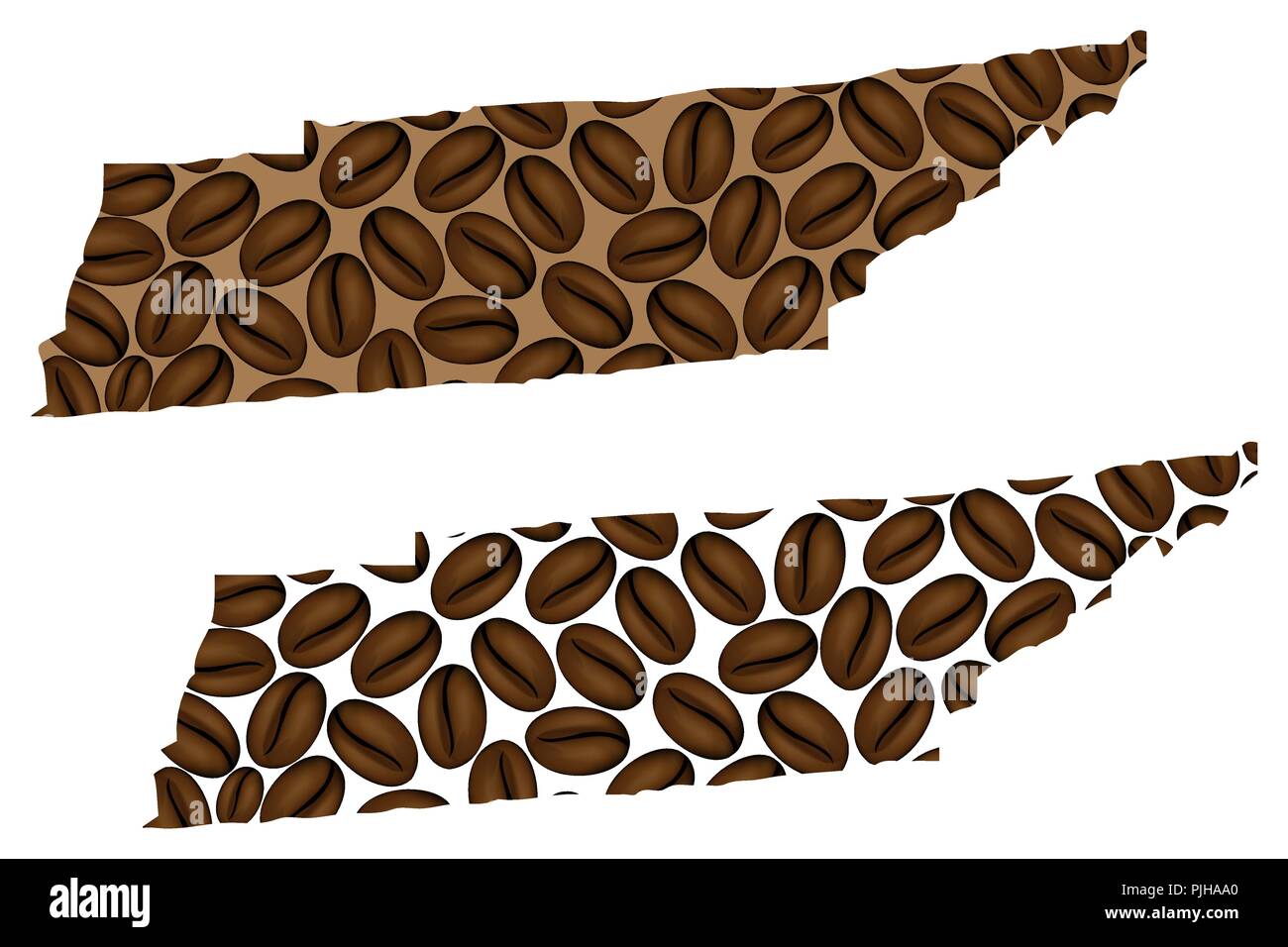 Tennessee (United States of America) - map of coffee bean, Tennessee ...