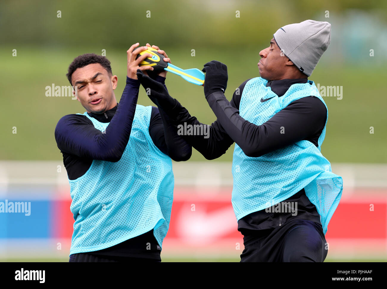 England's Trent Alexander-Arnold (left) and Marcus Rashford (right ...