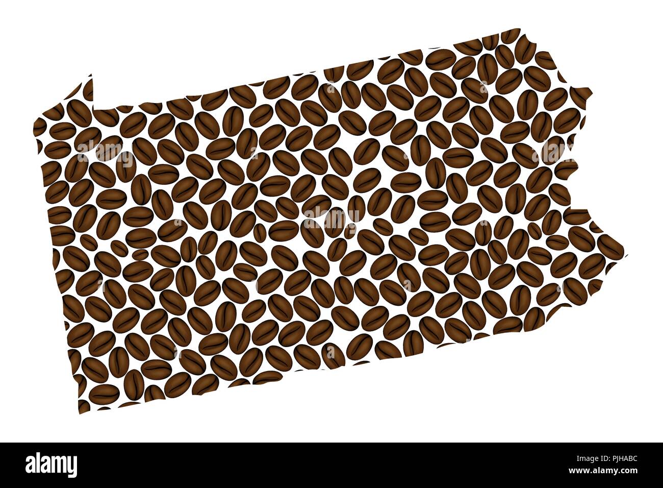 Pennsylvania (United States of America) - map of coffee bean ...