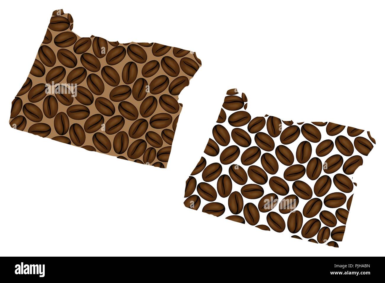 Oregon (United States of America) - map of coffee bean, Oregon map made ...