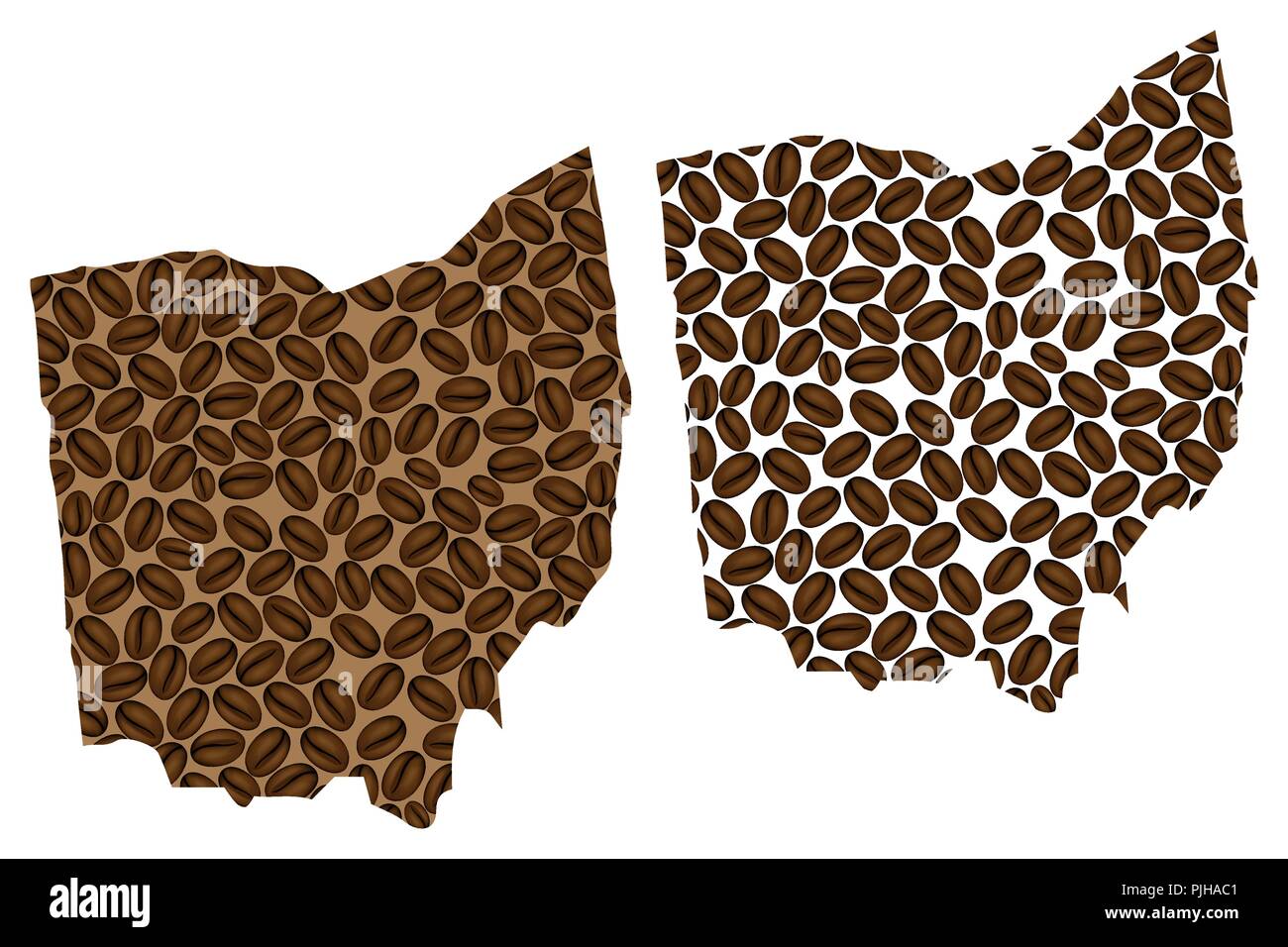 Ohio (United States of America) - map of coffee bean, Ohio map made of ...