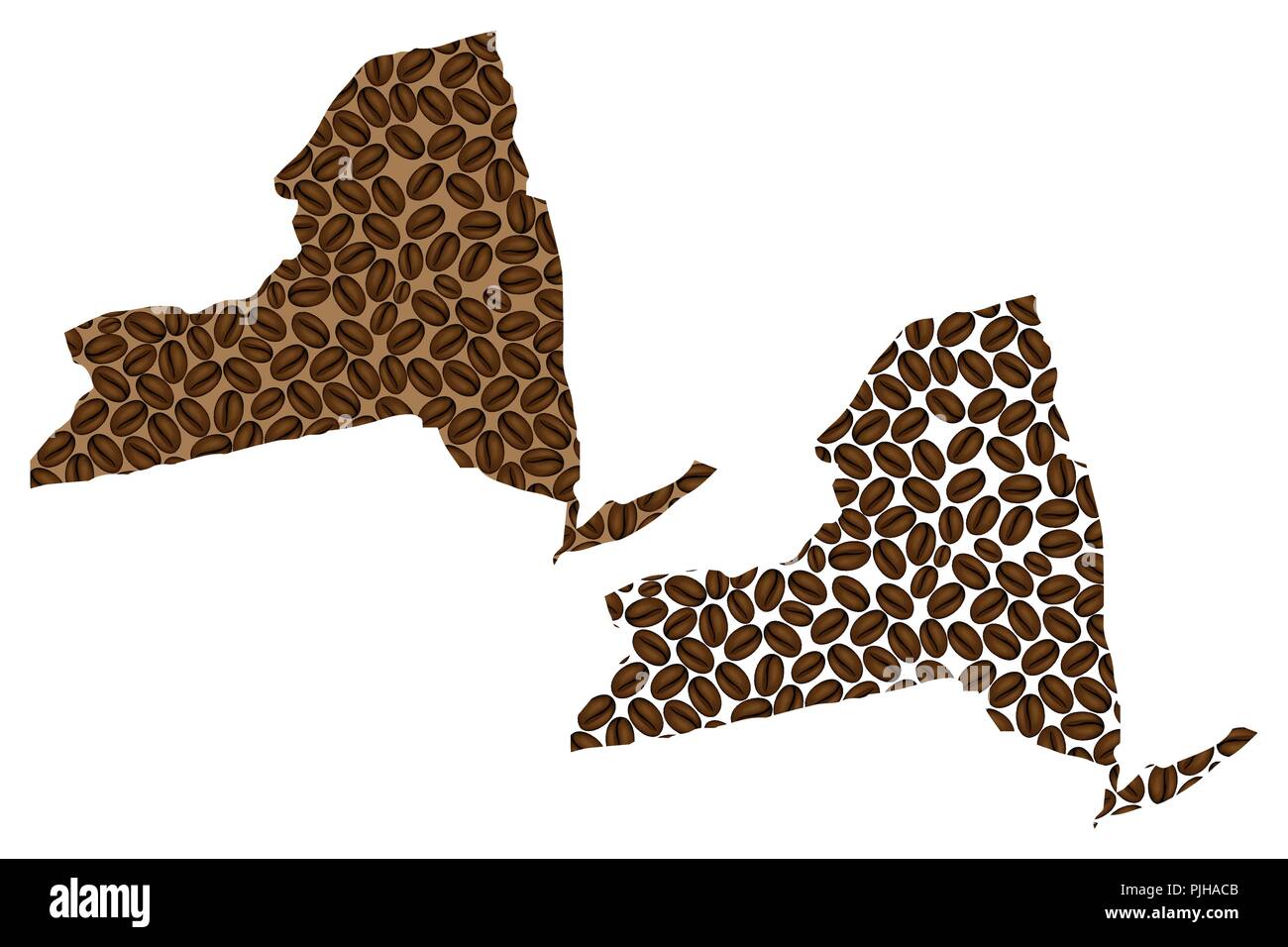 New York (United States of America) - map of coffee bean, New York ...