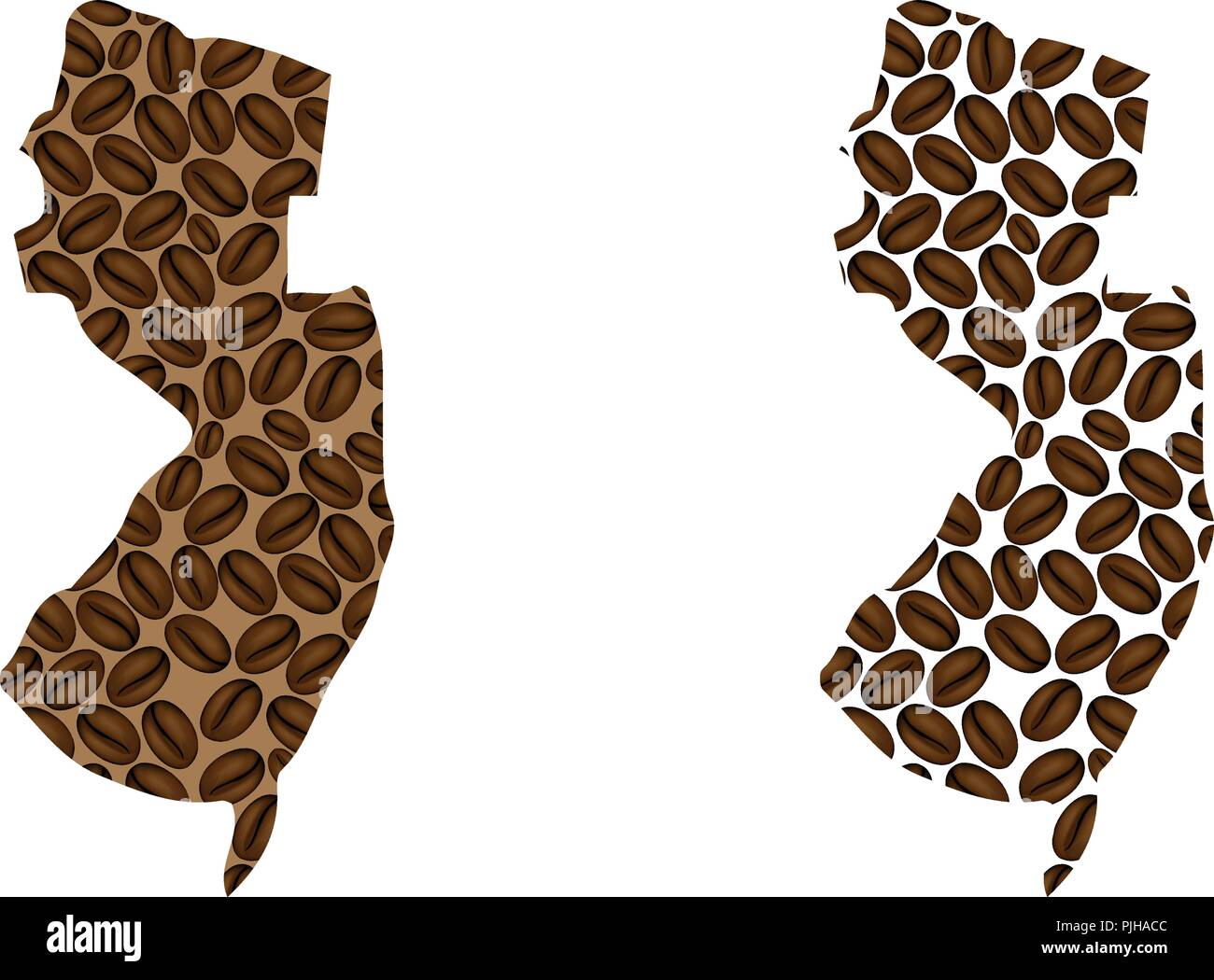 New Jersey (United States of America) - map of coffee bean, New Jersey ...