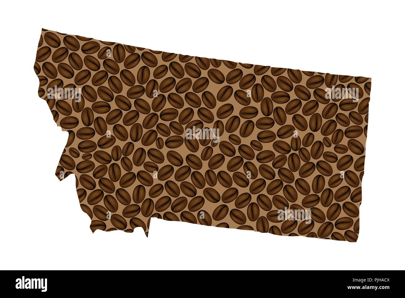 Montana (United States of America) - map of coffee bean, Montana map ...