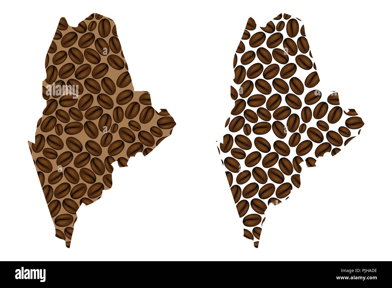 Maine (United States of America) - map of coffee bean, Maine map made ...