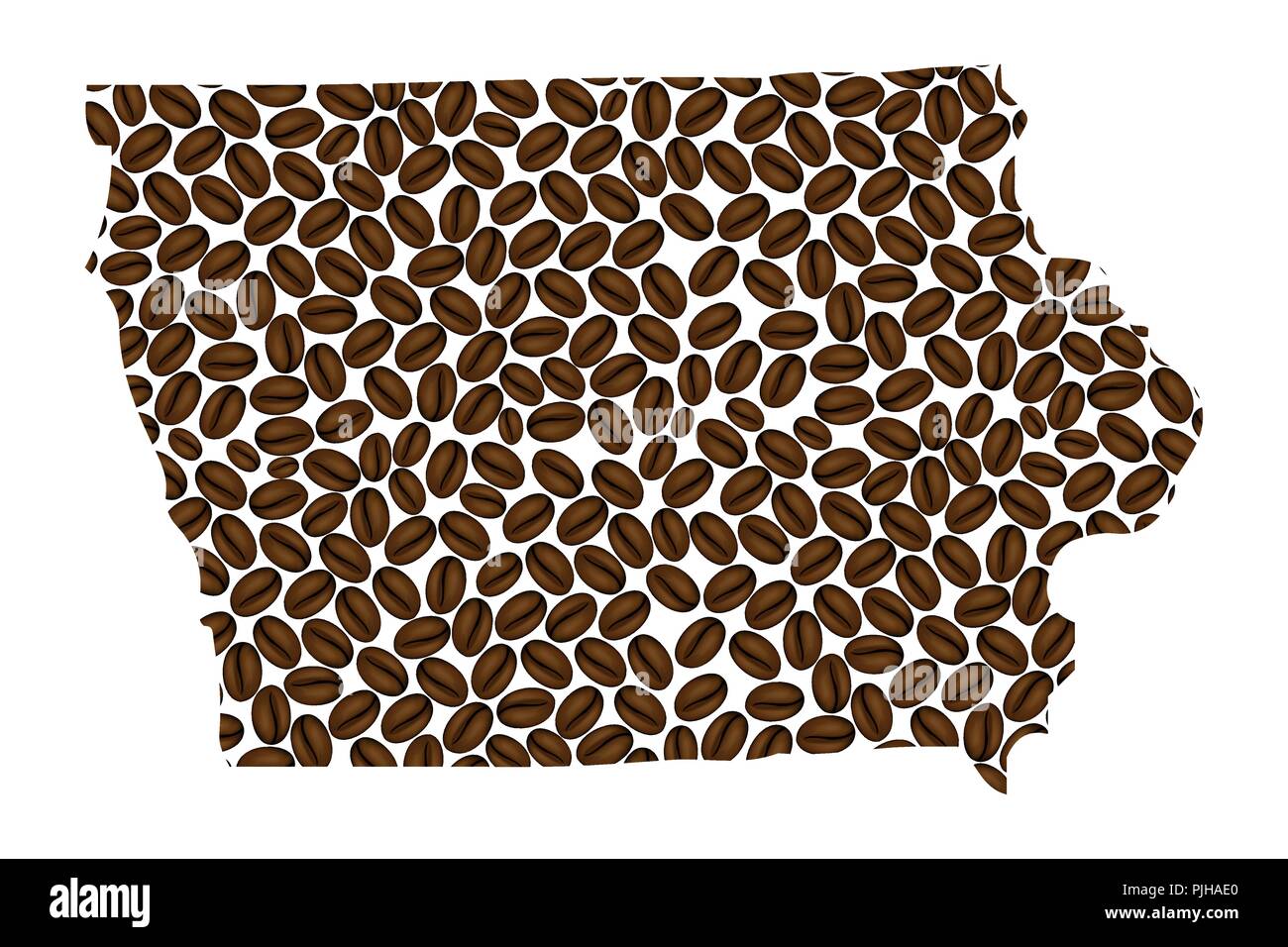 Iowa (United States of America) - map of coffee bean, Iowa map made of ...