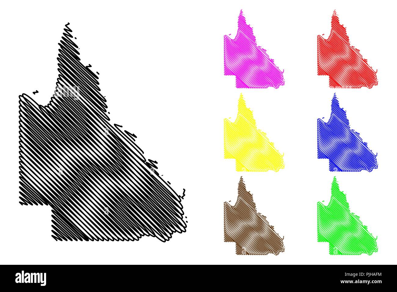 Queensland (Australian states and territories, Qld) map vector ...