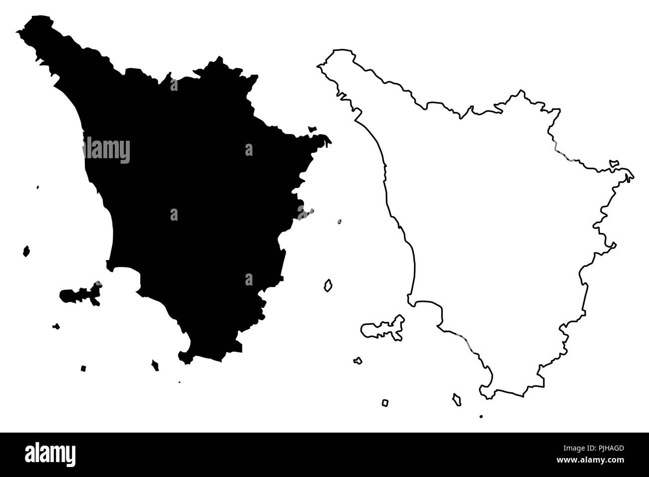 Tuscany (Autonomous region of Italy) map vector illustration, scribble ...
