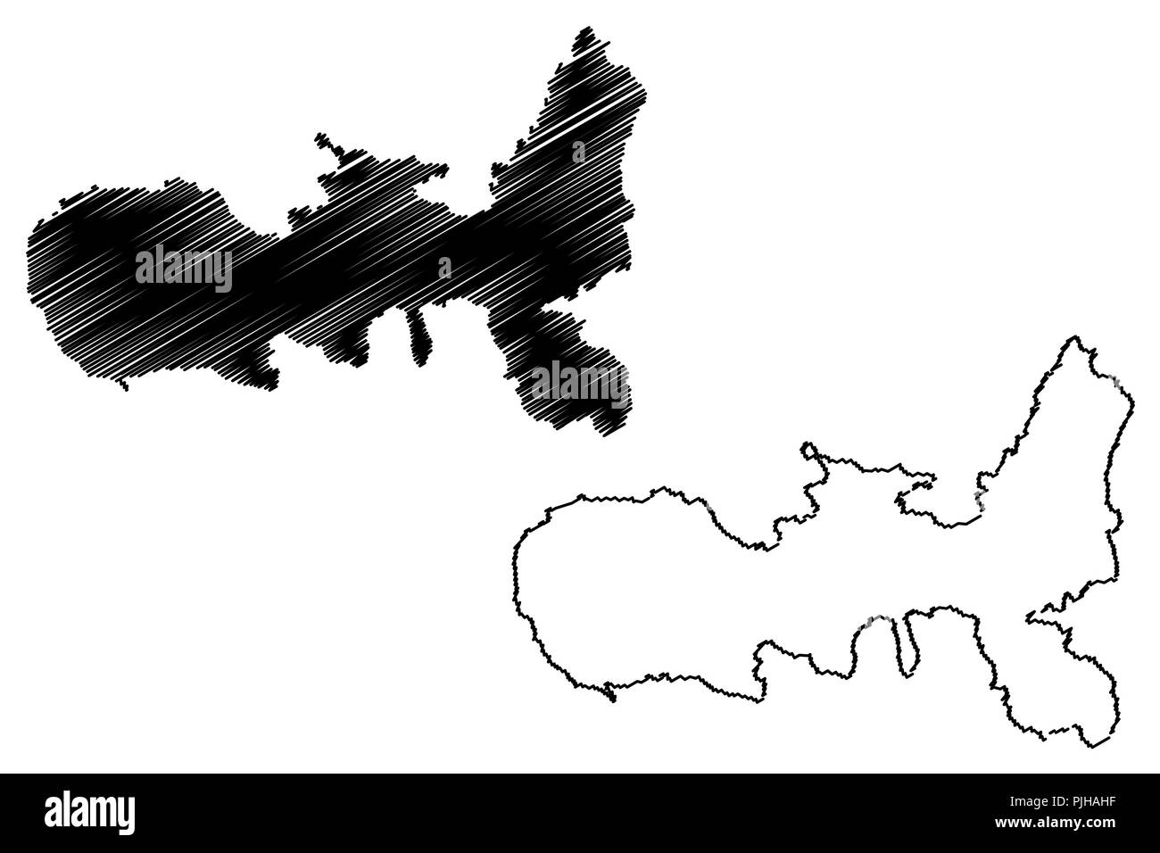 Elba (island in Italy, Tuscan Archipelago) map vector illustration ...