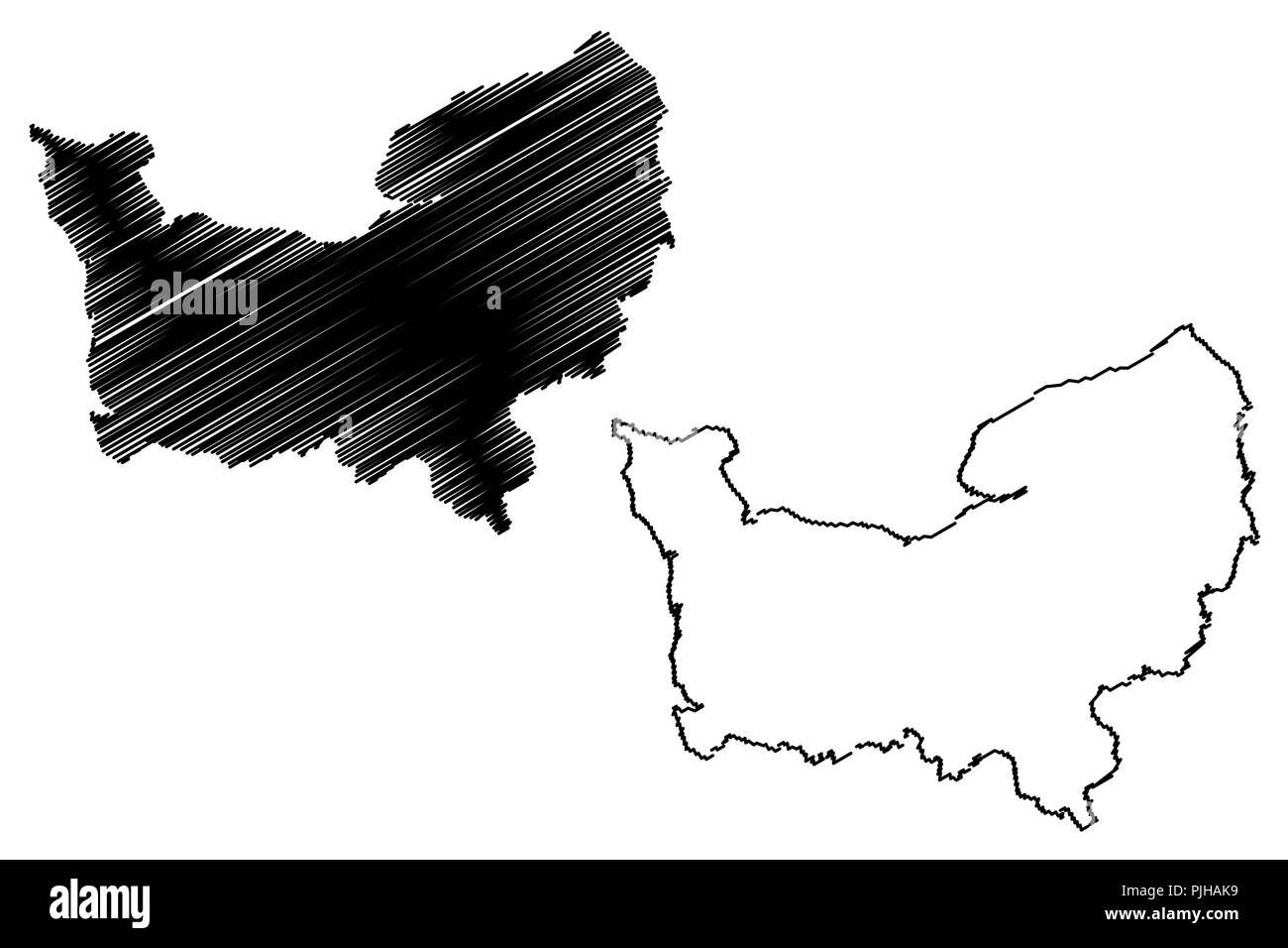 Normandy (France, administrative region) map vector illustration ...