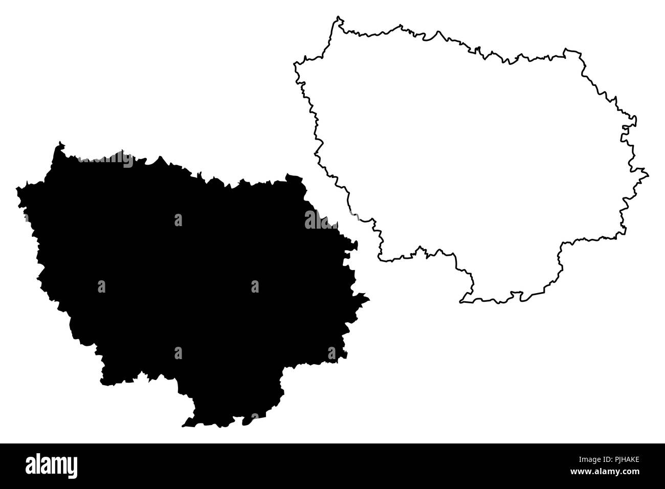 Ile-de-France (France, administrative region) map vector illustration ...