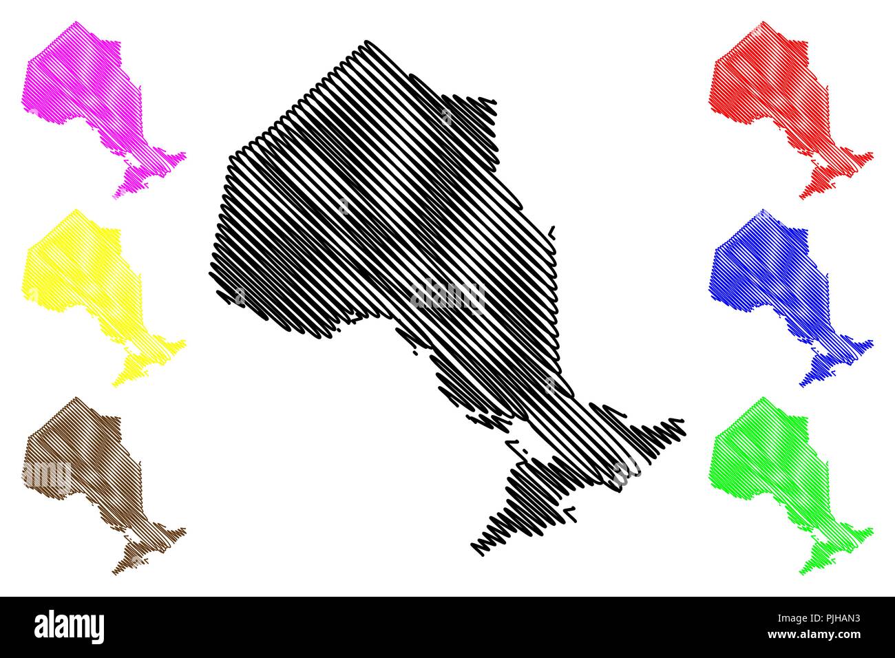Ontario (provinces and territories of Canada) map vector illustration ...