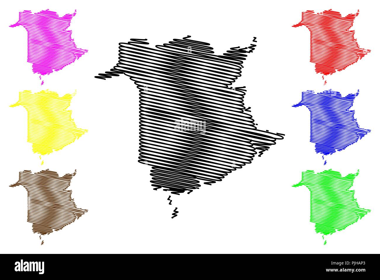 New Brunswick (provinces and territories of Canada) map vector ...