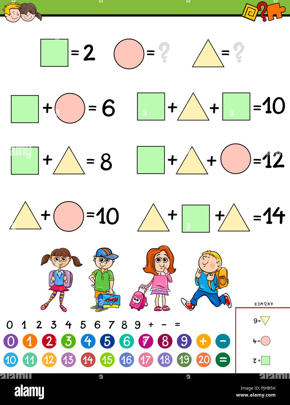 Cartoon Illustration of Educational Mathematical Calculation Puzzle ...