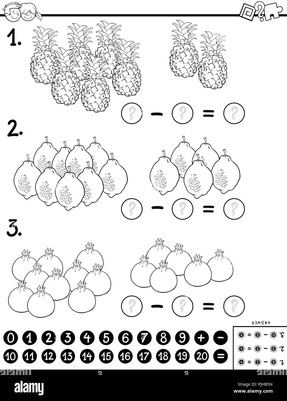 Black and White Cartoon Illustration of Educational Mathematical ...