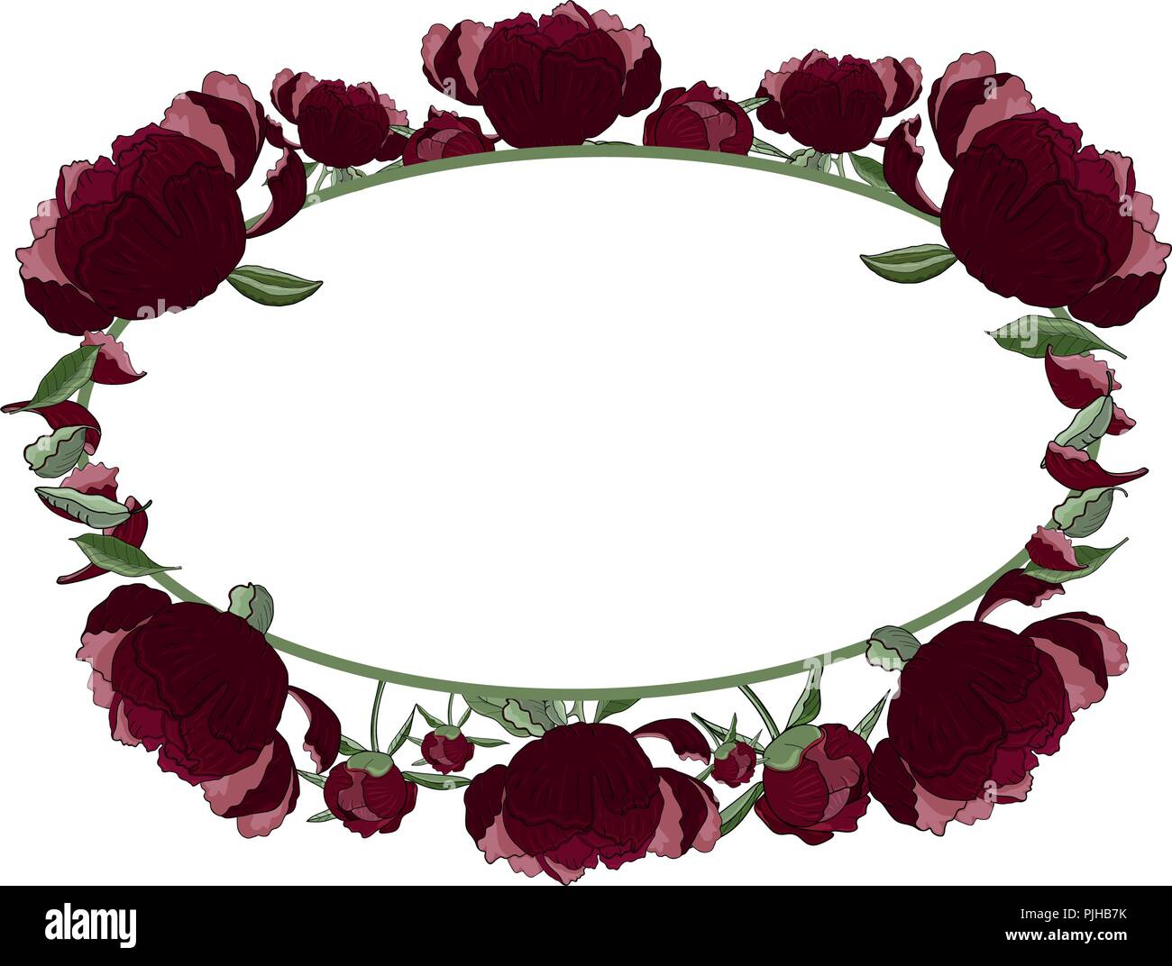 Floral vector card oval frame hi-res stock photography and images - Alamy