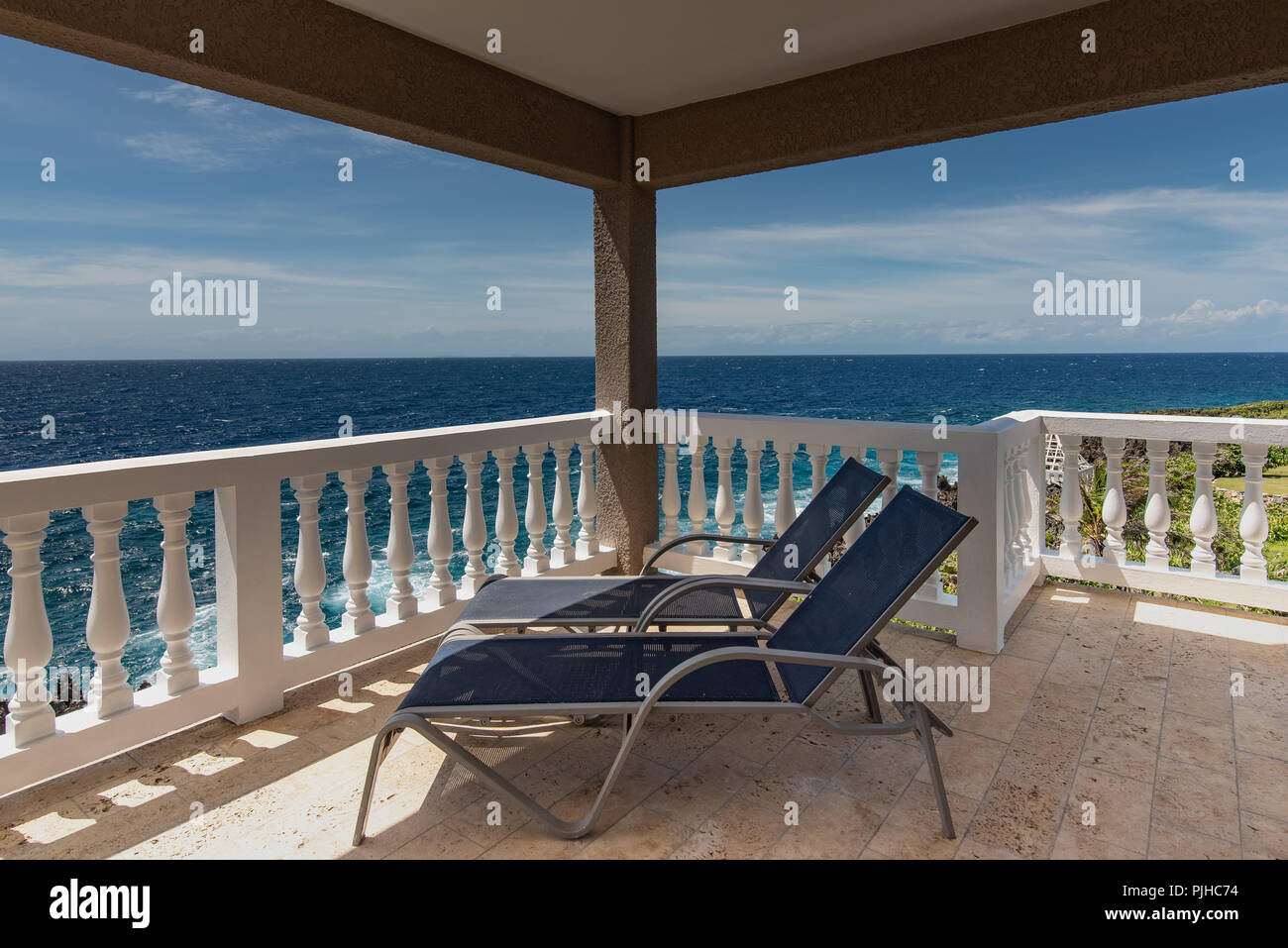 Luxury Caribbean Resort View From Veranda Stock Photo - Alamy