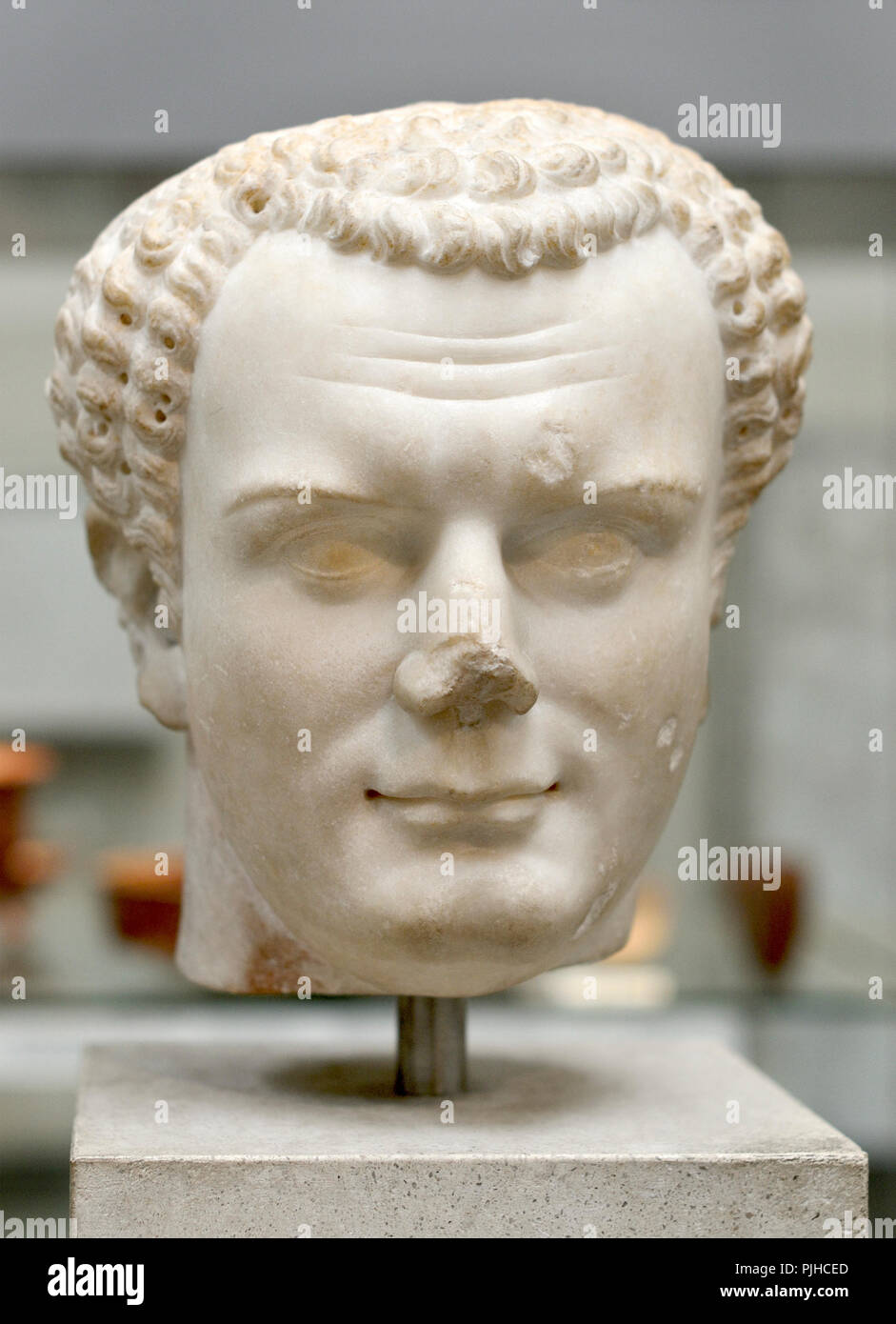 Marble head of the emperor Titus (Roman, c70-81AD) from Tunisia ...