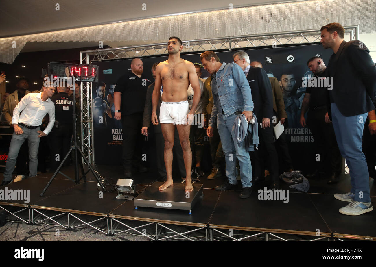 Amir Khan during the weigh in at Arena Birmingham Stock Photo - Alamy